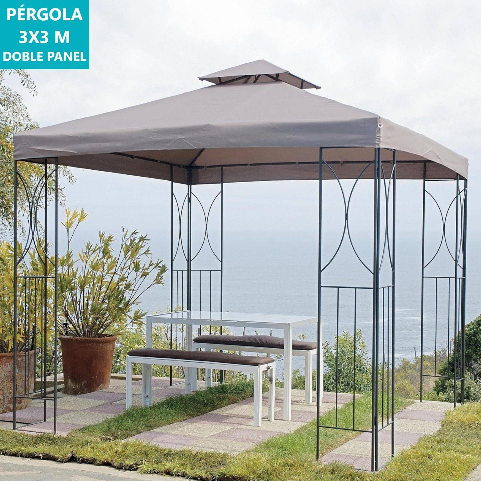 Toldo pergola 3x3 mt panel doble | Plazi Homecenter
