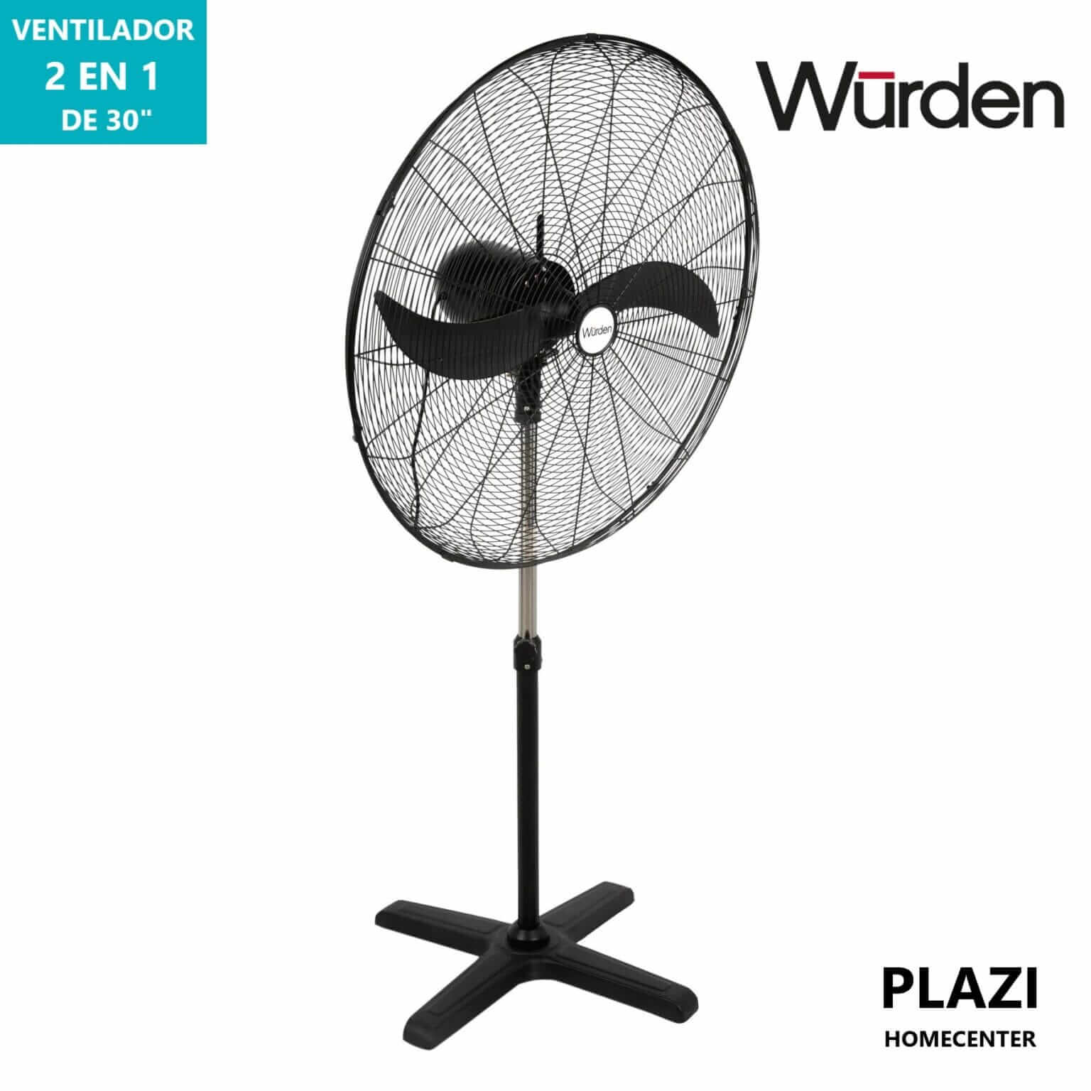 Ventilador Industrial de Pedestal 2 en 1 Wurden | Plazi Homecenter