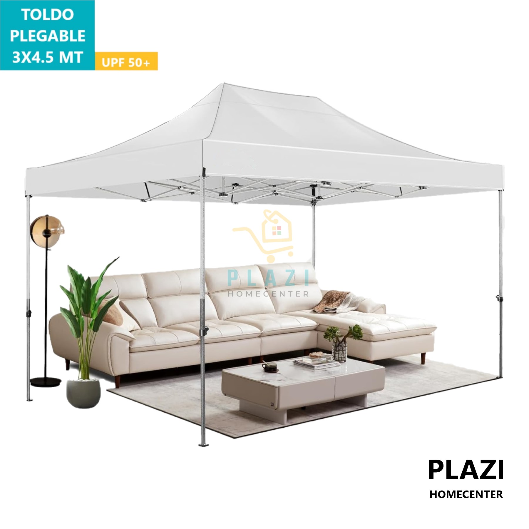 Toldo blanco plegable 3x4.5 mt impermeable UPF 50+ | Protección total ...